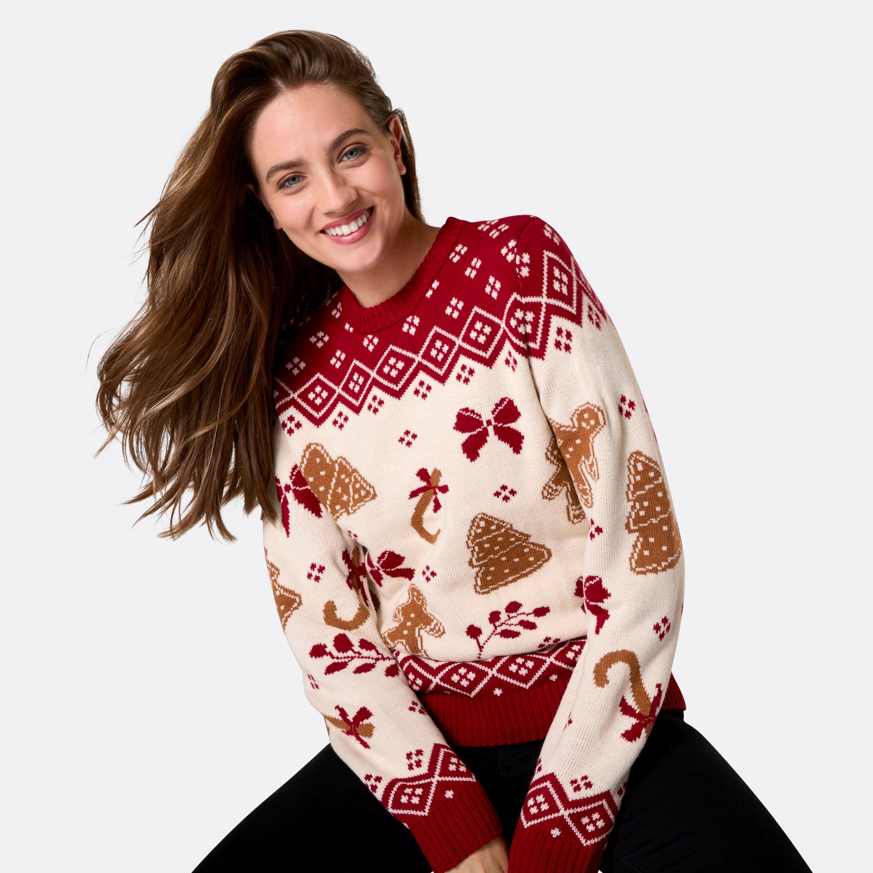 Women's Gingerbread Christmas Sweater – SillySanta.com